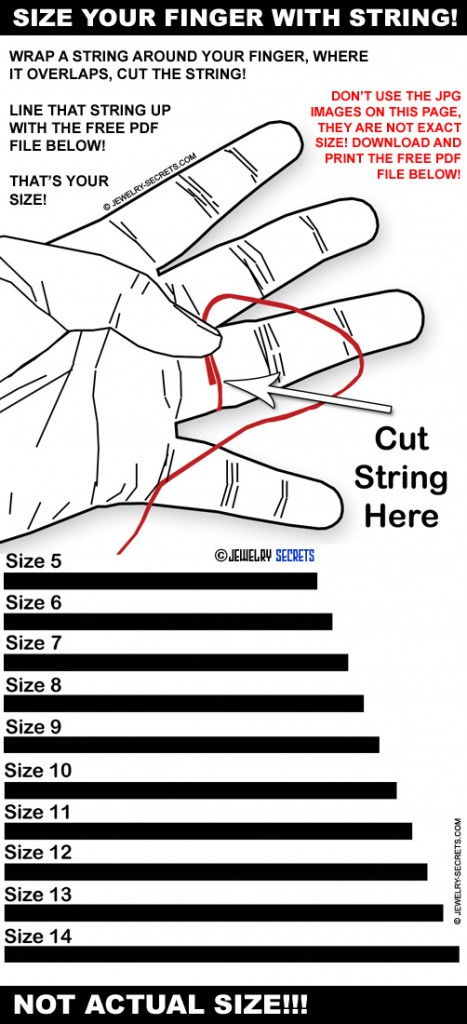 FREE RING SIZE FINGER SIZE SIZING CHART – Jewelry Secrets