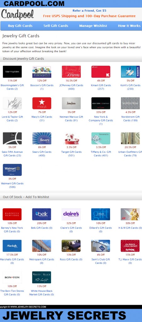 SAVE ON JEWELRY GIFT CARDS – Jewelry Secrets